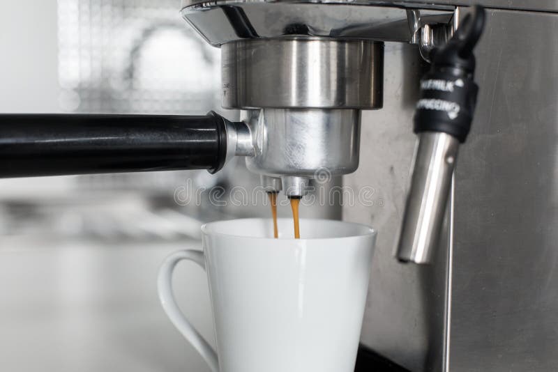 Close-up of Making Coffee in a Coffee Machine Stock Photo - Image of ...