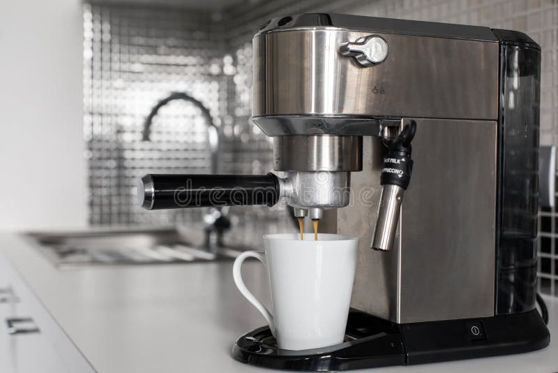 Close-up of Making Coffee in a Coffee Machine Stock Image - Image of ...