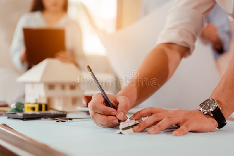 Architect s hands stock photo. Image of construction - 19145404