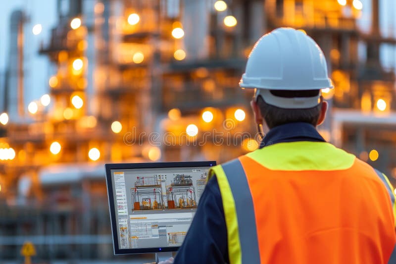 Close Up of Male Construction Worker Using Project Management Software ...
