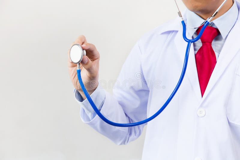 Close-up of Male Doctor Using Stethoscope and Focusing on Stethoscope ...