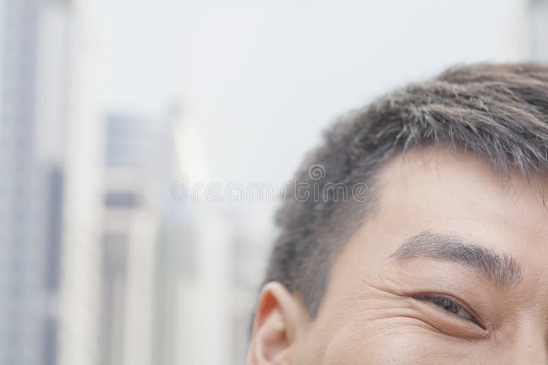 Close Up of Male Eye and Face Smiling in Beijing Stock Photo - Image of ...
