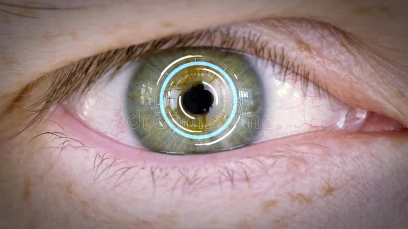 Close Up of Male Eye with Iris or Retinal Scan Stock Video - Video of ...