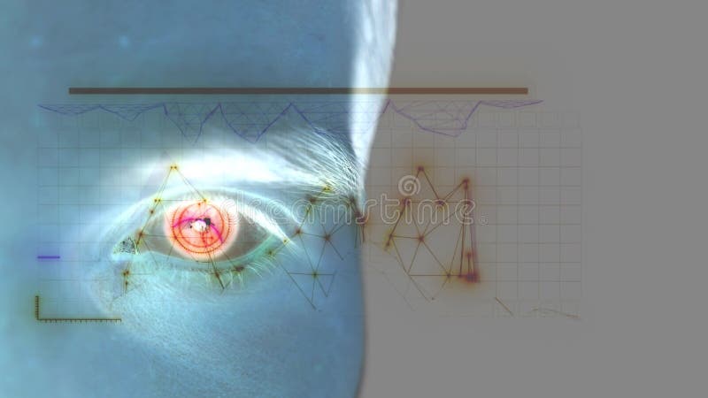 Close Up of Male Eye with Iris Scan. Future Technology, Identity ...