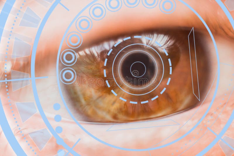Close-up of a Male Eye with Visual Effects. the Concept of a Sensor ...