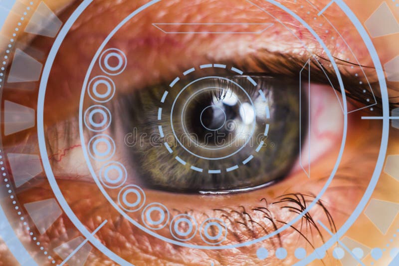 Close-up of a Male Eye with Visual Effects. the Concept of a Sensor ...
