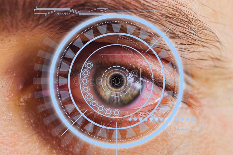 Close-up of a Male Eye with Visual Effects. the Concept of a Sensor ...