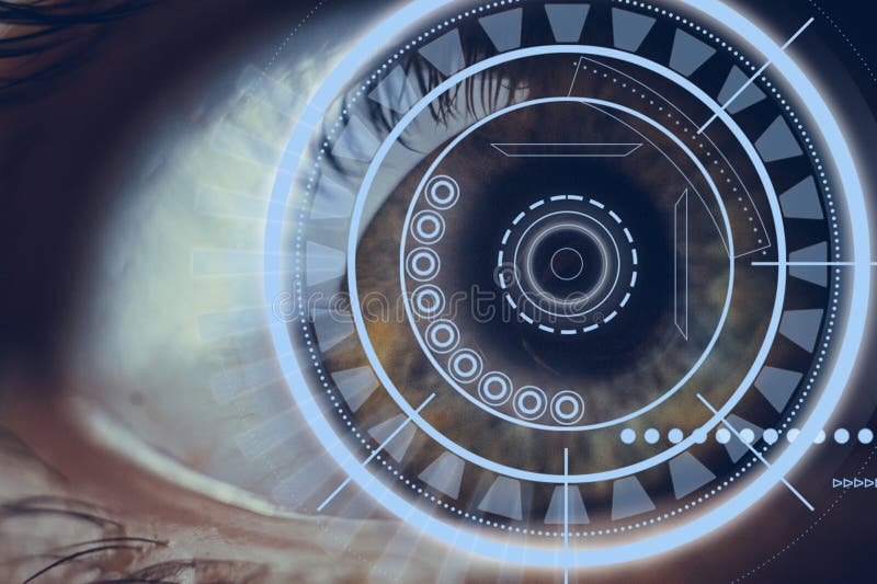 Close-up of a Male Eye with Visual Effects. the Concept of a Sensor ...