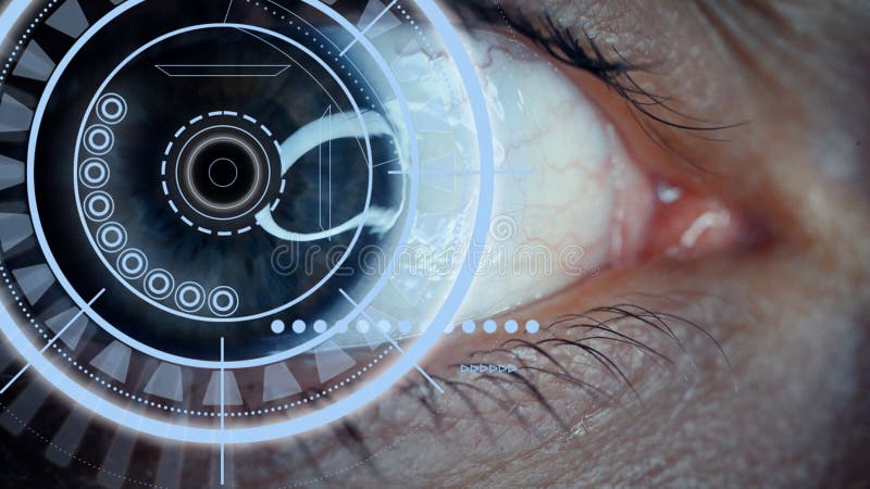 Close-up of a Male Eye with Visual Effects. the Concept of a Sensor ...