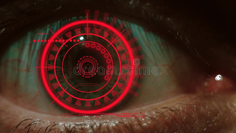 Close-up of a Male Eye with Visual Effects. the Concept of a Sensor ...