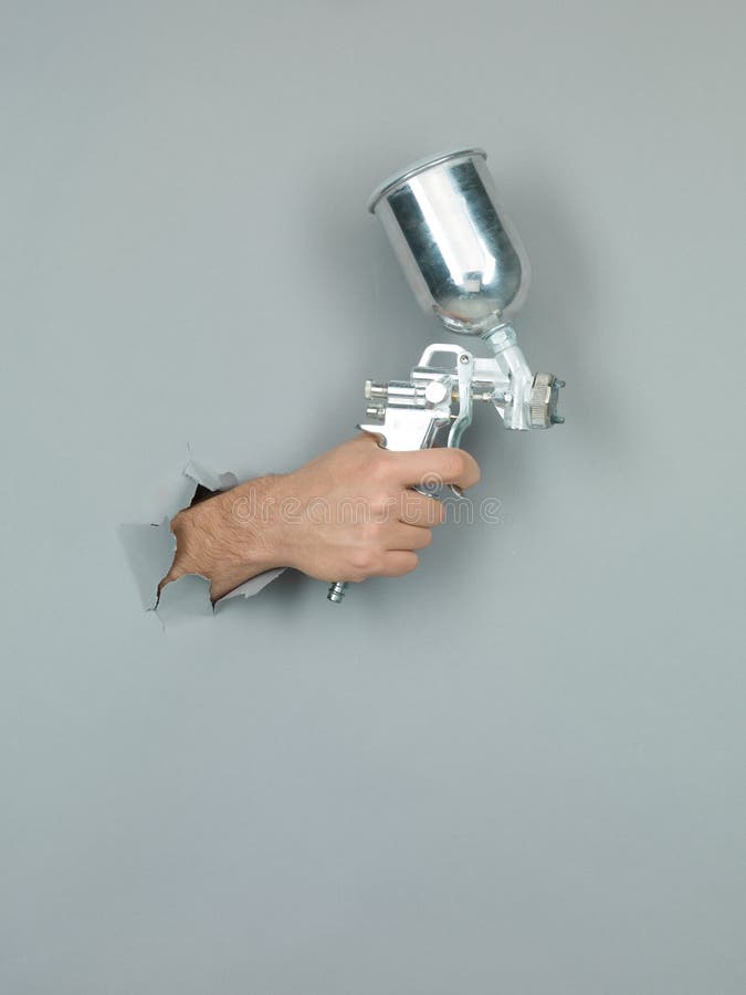 Male Hand Holding a Spray Gun Stock Image - Image of industrial, polish ...