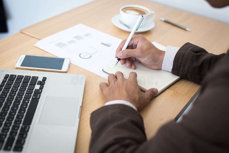 Close-up of Male Hand Making Notes in Office Stock Image - Image of ...