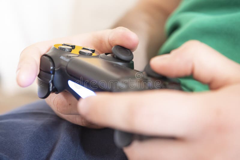 Close Up of Male Hand Playing Videogames Stock Image - Image of blurred ...