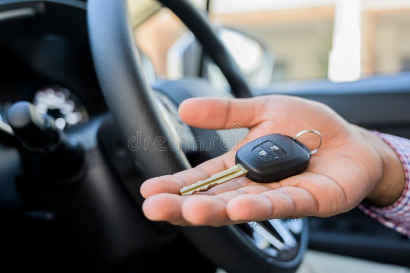 Close Up Male Hand Showing Car Key while Sitting in Car Stock Photo ...
