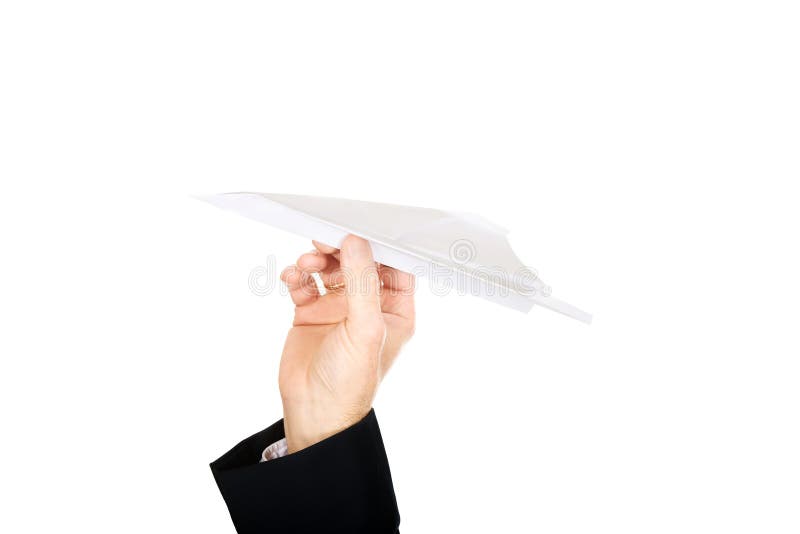 Close Up on Male Hand Throwing a Paper Plane Stock Image - Image of ...