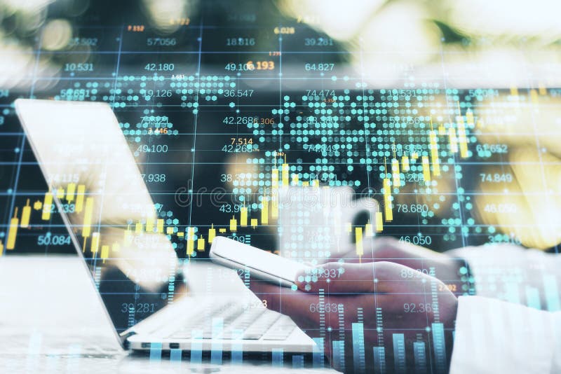 Close Up of Male Hand Using Phone and Laptop Keyboard with Creative ...