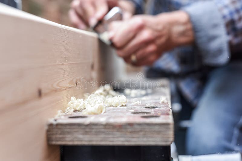 Close Up of Male Hands Doing Woodwork Using Tools Stock Photo - Image ...