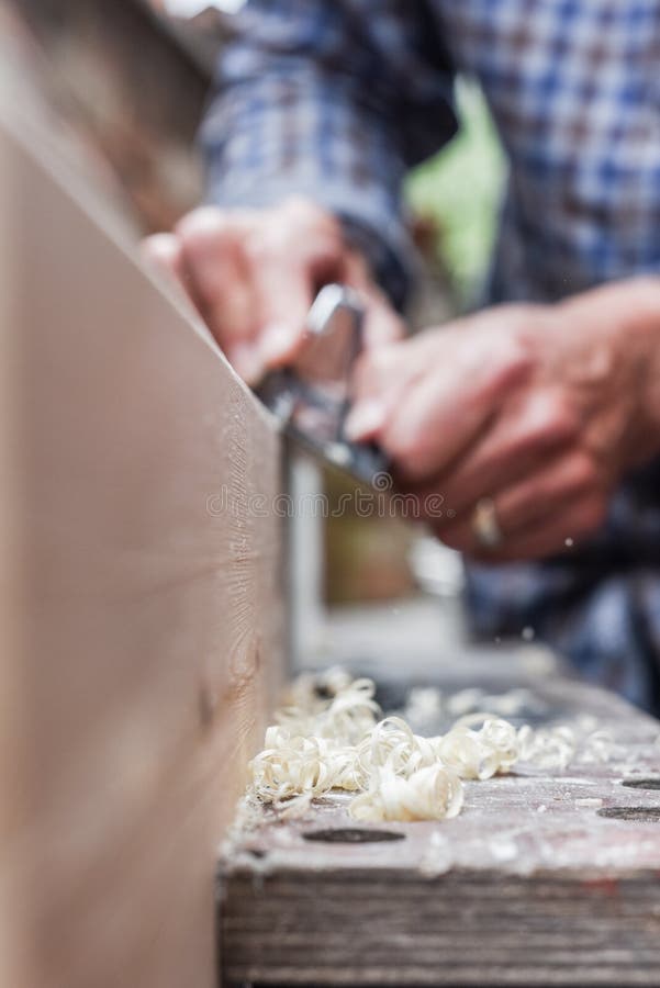 Close Up of Male Hands Doing Woodwork Using Tools Stock Photo - Image ...
