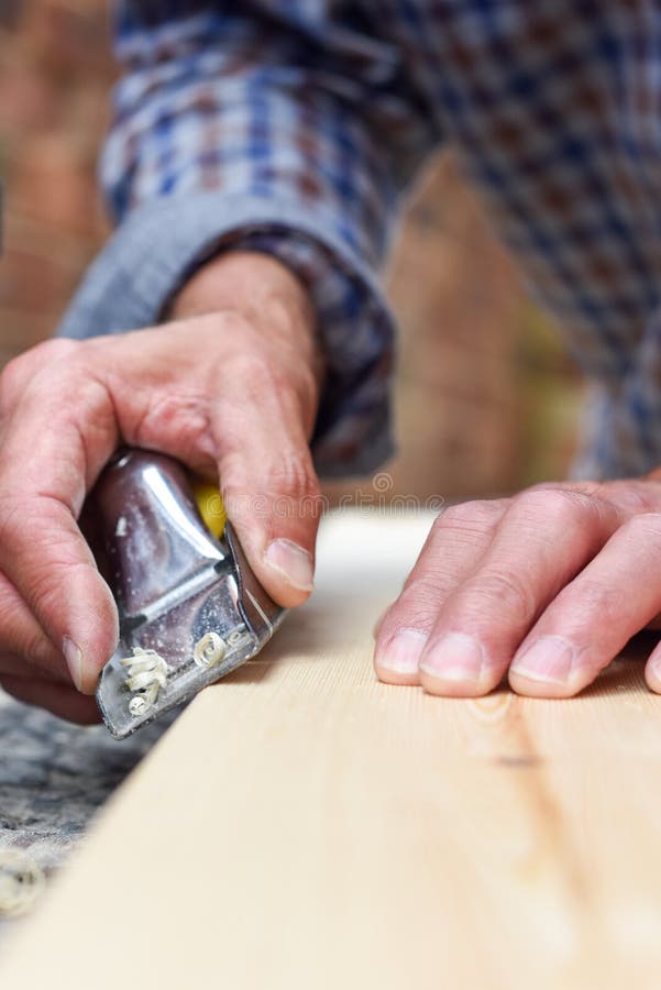 Close Up of Male Hands Doing Woodwork Using Tools Stock Image - Image ...