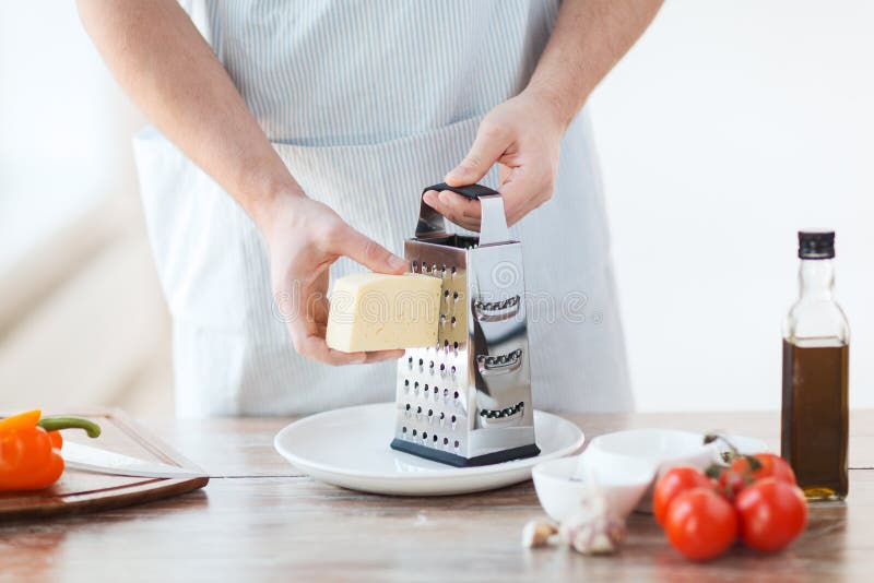 Close Up of Male Hands Grating Cheese Stock Image - Image of people ...