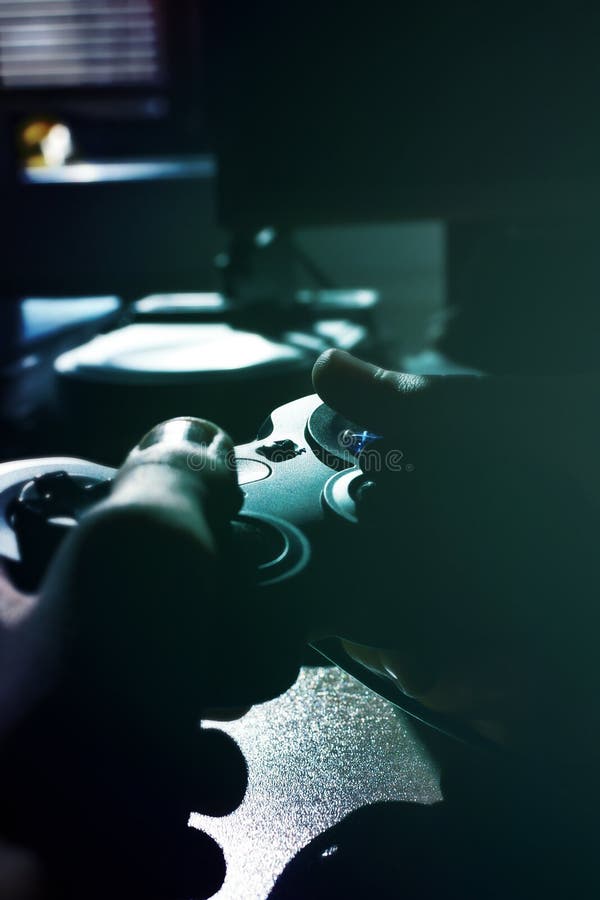 Close Up of Male Hands Holding a Joystick Controller. Stock Photo ...