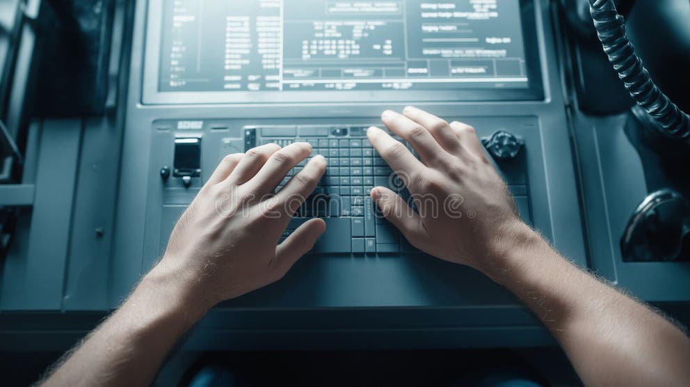 Concentrated Male Hands Typing on Illuminated Keyboard, Navigating ...