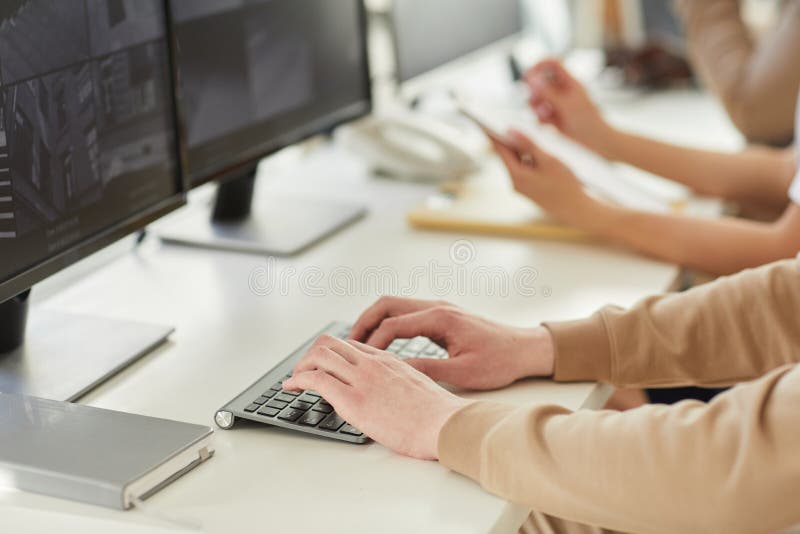 Close Up Male Hands Typing on Keyboard Stock Photo - Image of security, control: 263922802