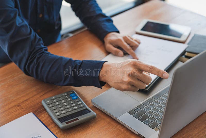 Man Writing Emails on Mockup Laptop Stock Photo - Image of traditional ...