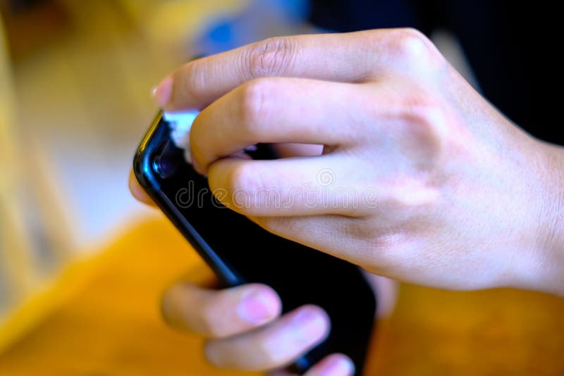 Close-up of Male Hands Using Clean Smartphone Stock Image - Image of ...