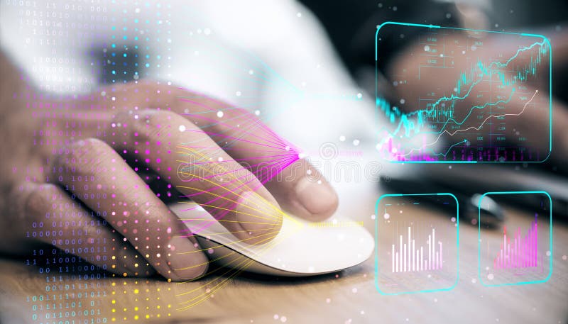 Close Up of Male Hands Using Laptop and Computer Mouse with Creative ...