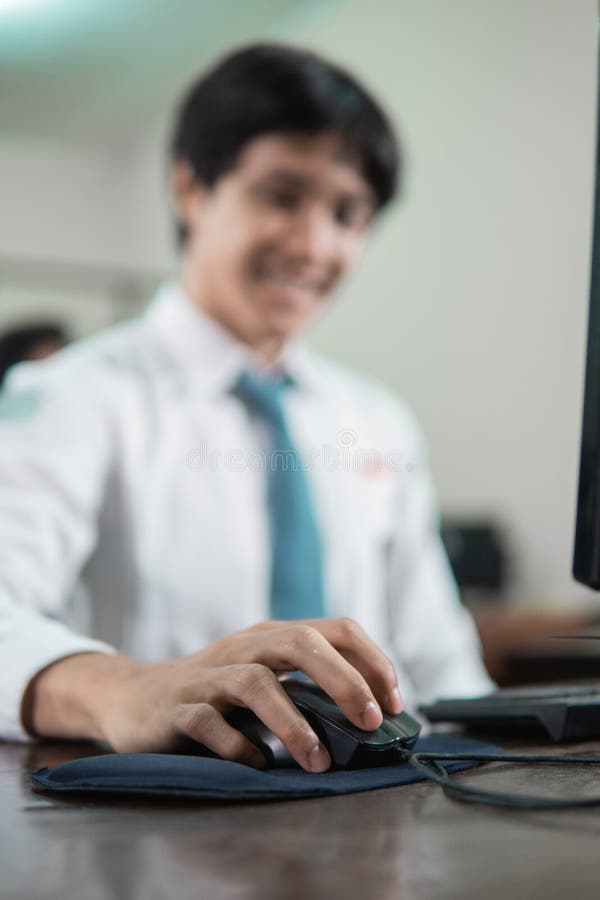 Close Up of a Male Student S Hand Sitting Holding a Computer Mouse ...