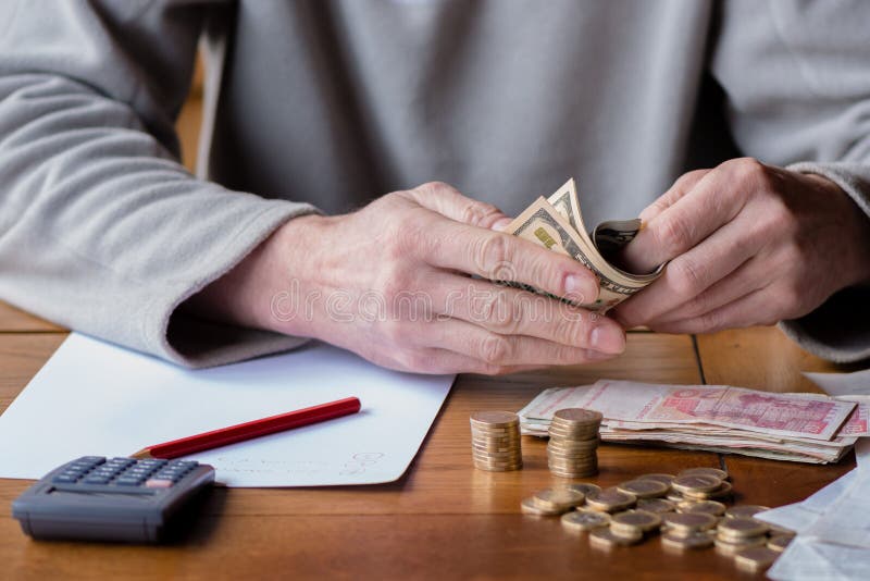 Close Up Man with Calculator Counting, Making Notes at Home, Han Stock ...