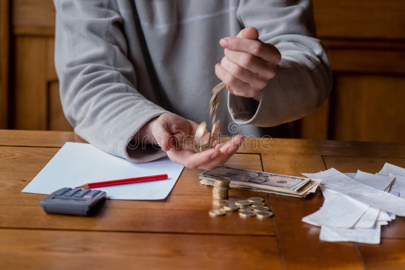 Close Up Man with Calculator Counting, Making Notes at Home, Han Stock ...
