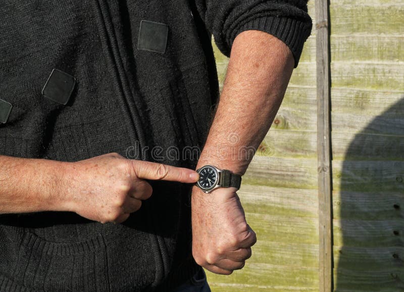 Close Up Man Checking His Watch. You are Late. Stock Image - Image of ...