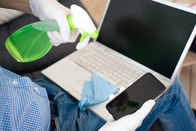 Cleaning Dirty Technology Device at Work Place Stock Image - Image of ...