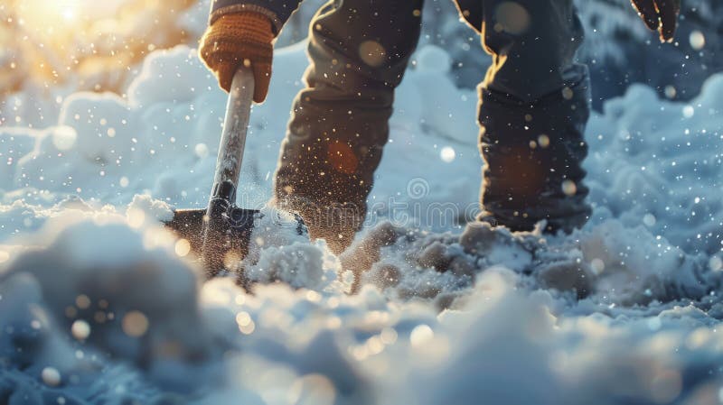 Close-up of a Man Cleaning Snow Stock Photo - Image of blizzard ...