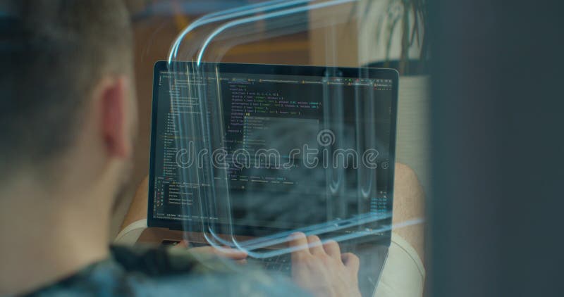 Close Up Man Coding Html And Programming On Screen Monitors Development Web Developer Stock