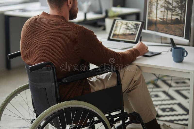 Close Up of Man with Disability Working As Photo Editor Stock Image ...