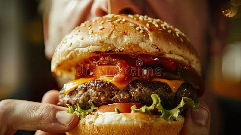 Close-up of a Man Eating a Burger. Selective Focus Stock Photo - Image ...