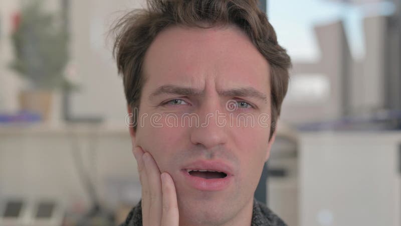 Close Up of Man Face with Toothache Stock Video - Video of illness ...