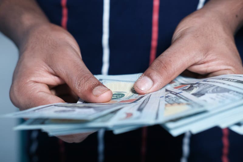 Close Up of Man Hand Counting 100 Us Dollar Cash Stock Photo - Image of ...