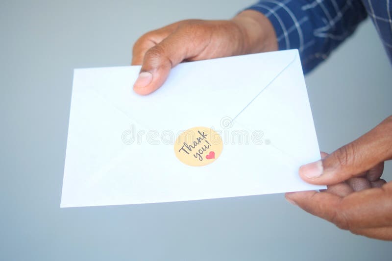 Close Up of Man Hand Reading a Thank You Letter Stock Photo - Image of ...