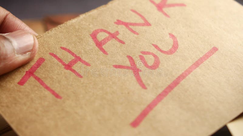 Close Up of Man Hand Reading a Thank You Letter Stock Video - Video of ...