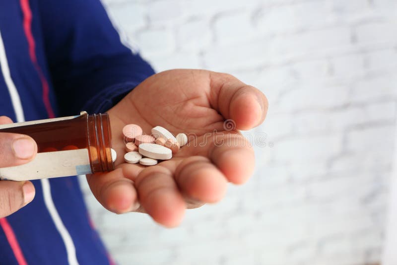 Close Up of Man Hand Taking Medicine Stock Image - Image of pill ...