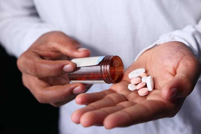 Close Up of Man Hand Taking Medicine Stock Image - Image of hand, care ...