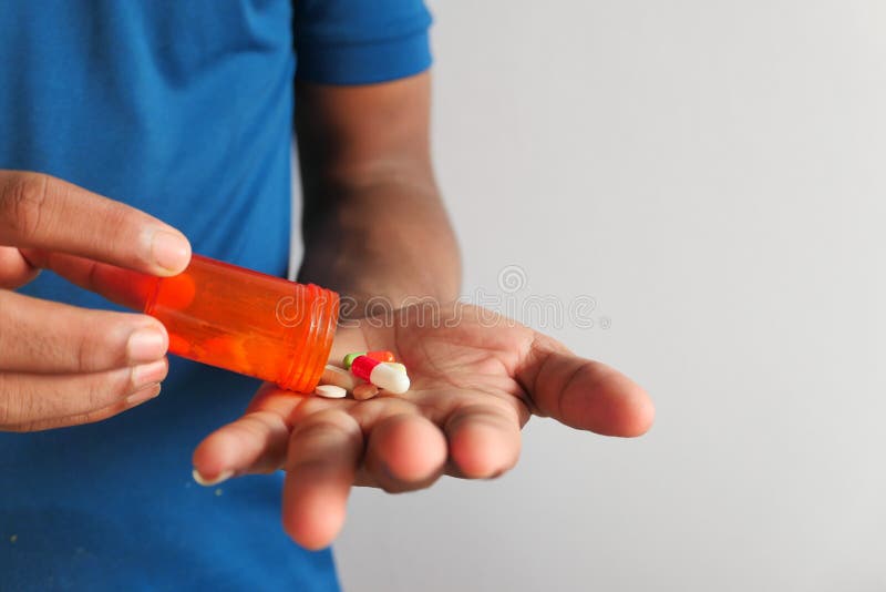 Close Up of Man Hand Taking Medicine Stock Image - Image of taking ...