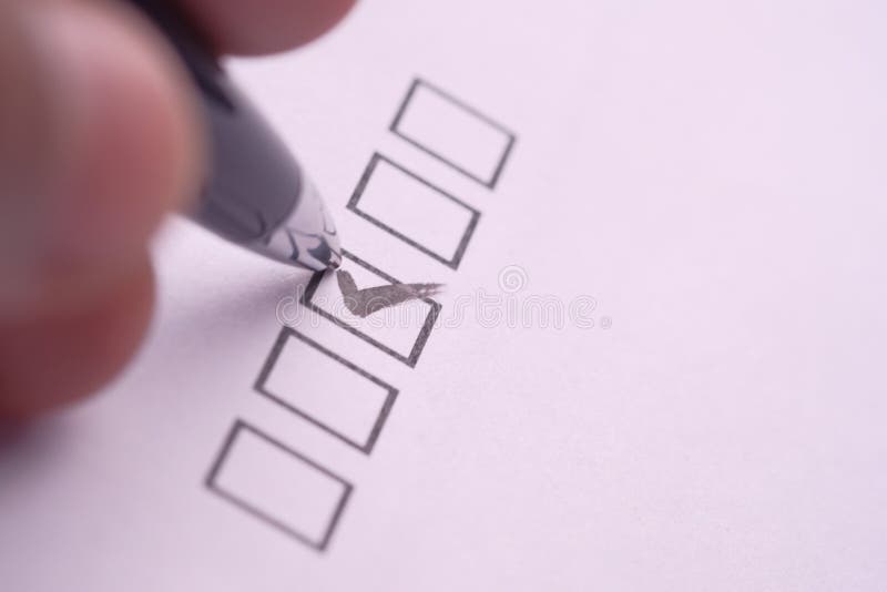 Close Up of Man Hand Tick Mark on Box Stock Image - Image of report ...
