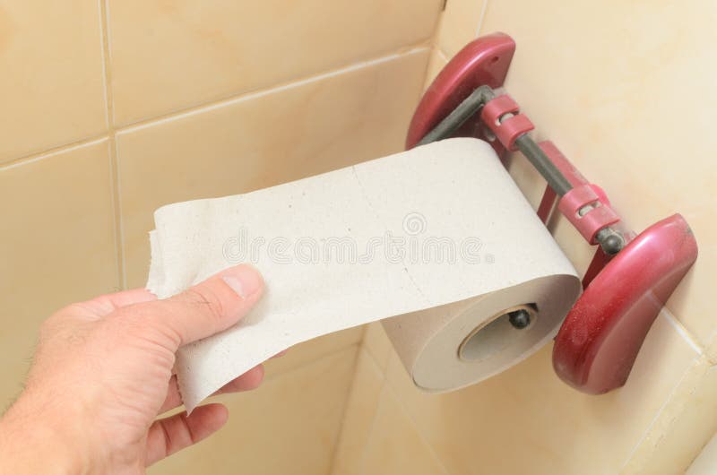 Close-up of Man Hand Using Toilet Paper. Stock Photo - Image of grab ...
