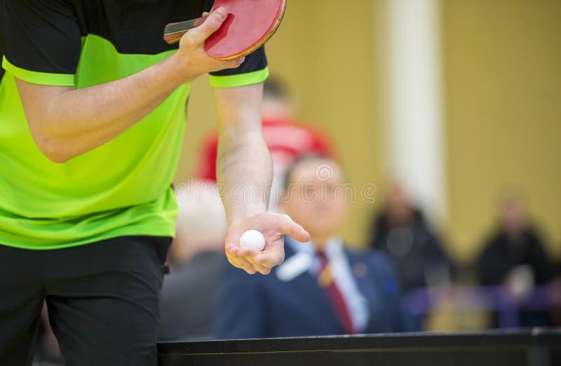 Close Up of a Man Hands Holding Table Tennis Rocket and Ball Stock ...