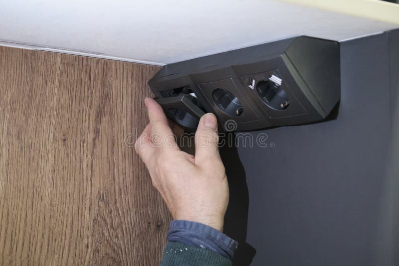 Close Up of a Man Installing Corner Socket. Stock Image - Image of ...